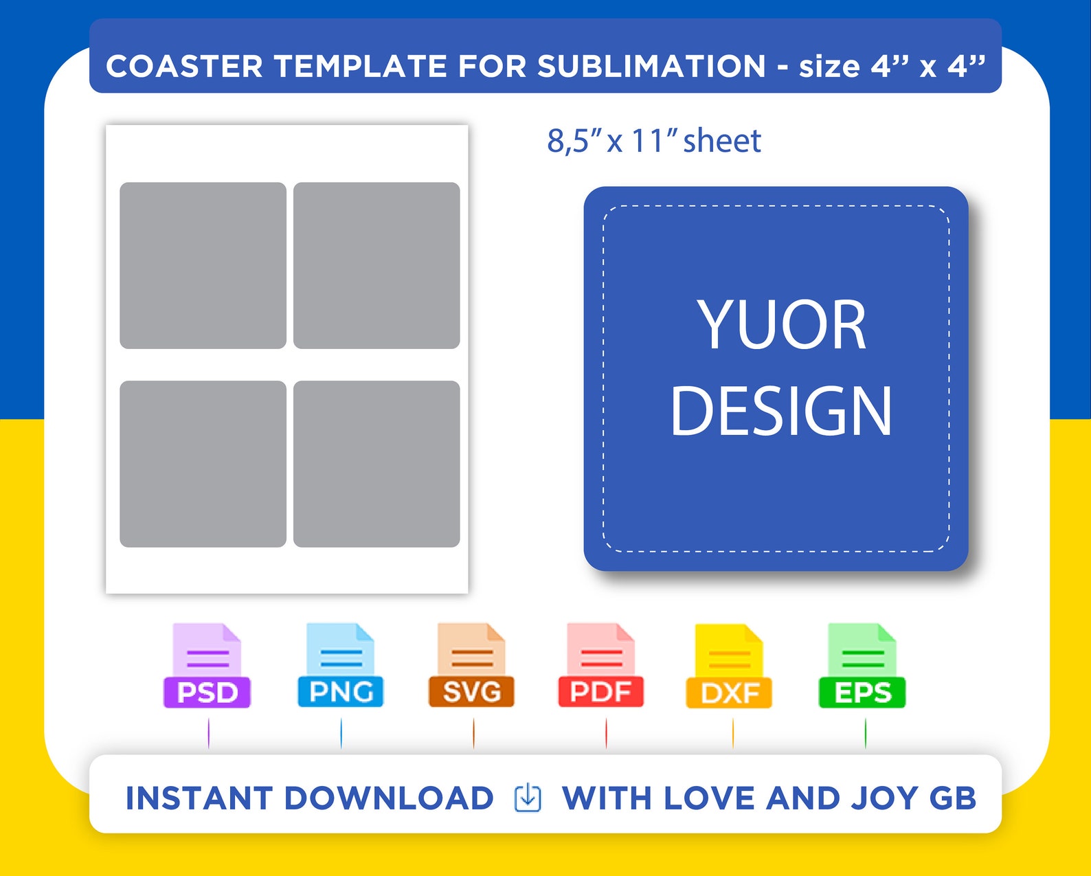 Square Cup Coaster Template Png Svg Pdf Dxf Eps Ai - Etsy