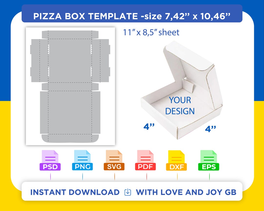 Pizza Box Template Png Svg Dxf Eps Gift Cut File Diy - Etsy