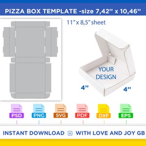 Pizza Box Template Png Svg Dxf Eps Gift Cut File Diy - Etsy