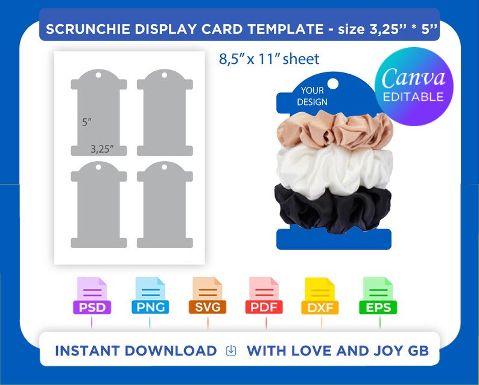 Scrunchie Display Card Template, Png, Svg, Dxf, Eps, Label, Wrapper ...