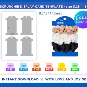 Scrunchie Display Card Template, Png, Svg, Dxf, Eps, Label, Wrapper ...
