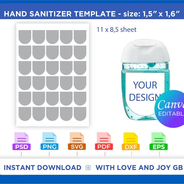 Sanitizer Template - Etsy