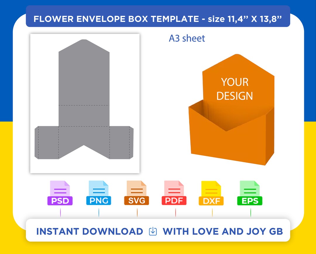 Flower Envelope Box Template Svg Png Dxf Eps Label - Etsy UK