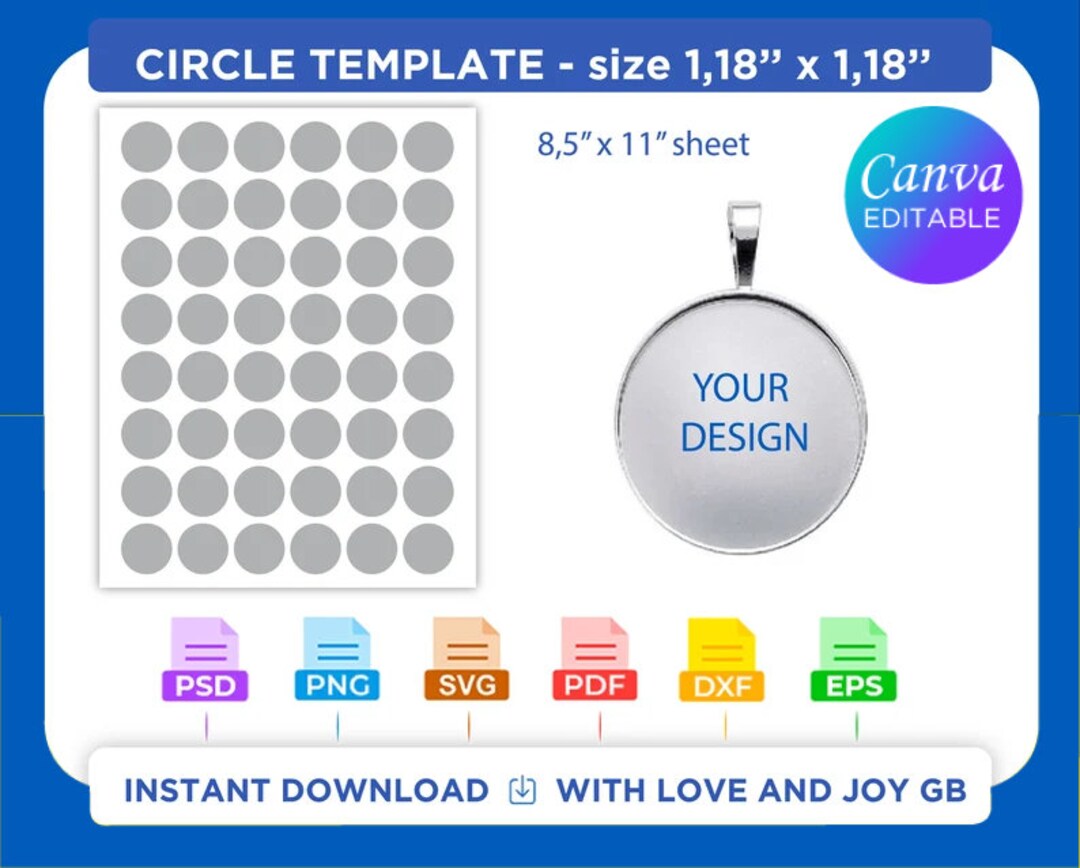 Collage Circle Template, Svg, Png, Dxf, Eps, Canva, Label, Wrapper, Cut ...