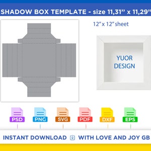 Shadow Box Template, Png, Svg, Dxf, Eps, Label, Wrapper, Canva, Cricut ...