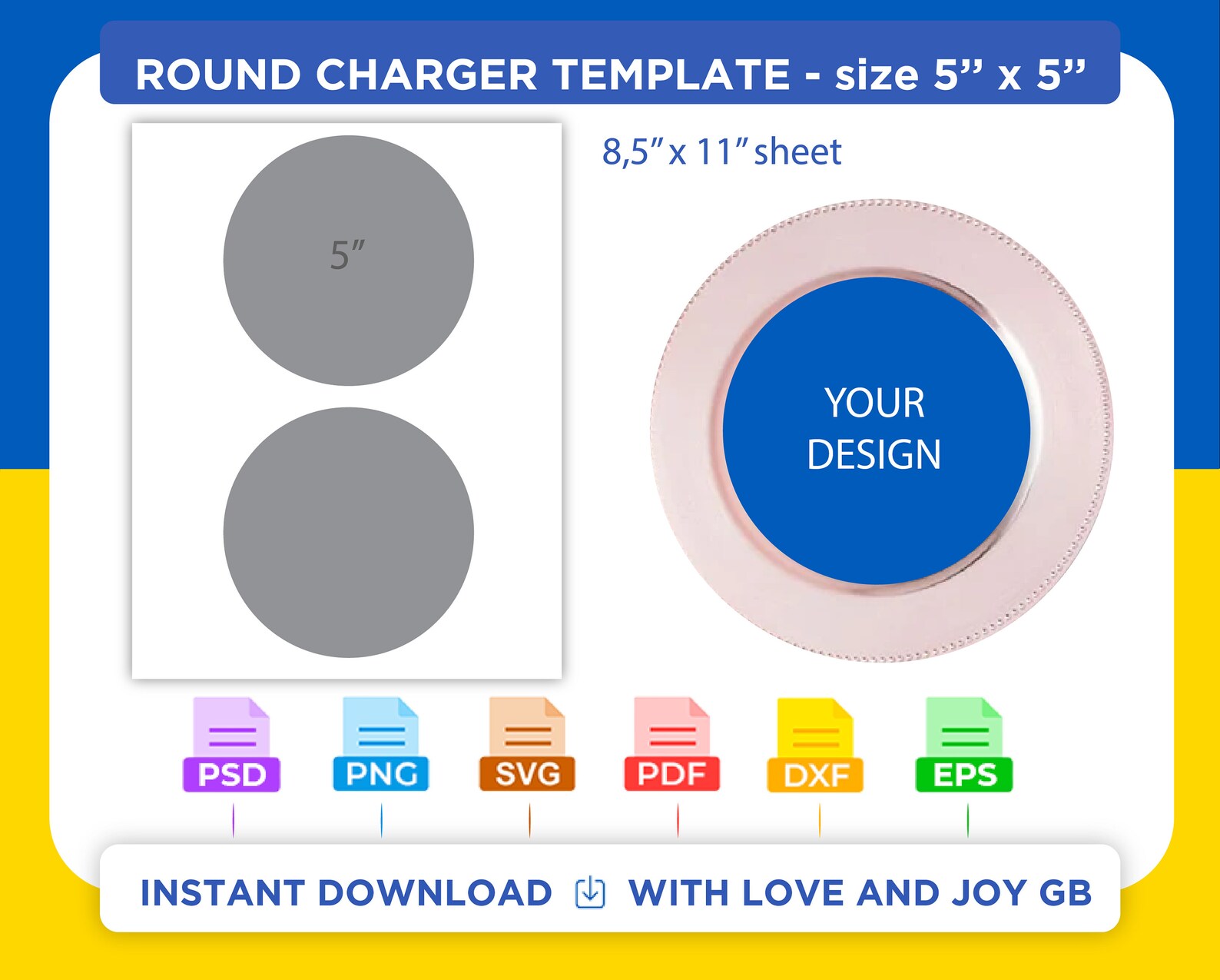Plate Charger Template, Png, Svg, Dxf, Eps, Label, Wrapper, Canva ...