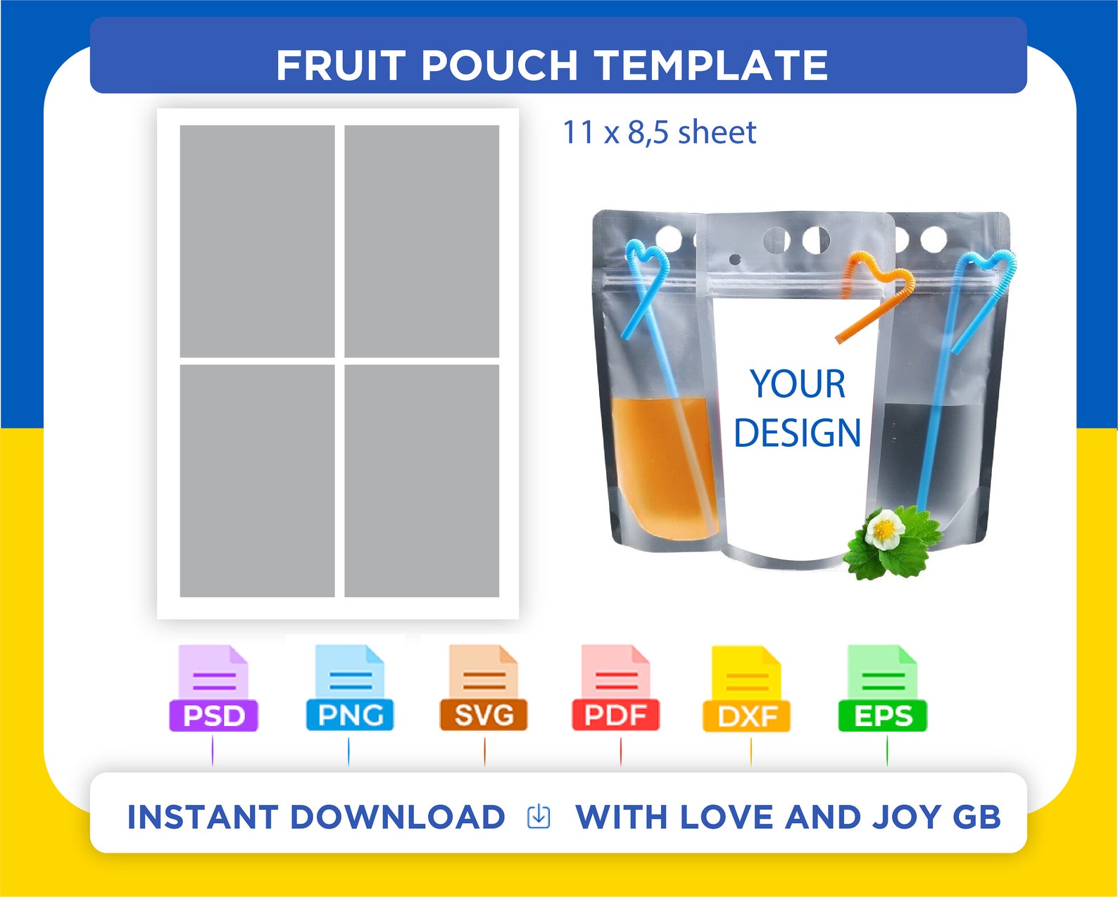 Fruit Juice Bag Pouch Template Svg Png Dxf Eps Label - Etsy
