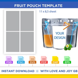 Fruit Juice Bag Pouch Template Svg Png Dxf Eps Label - Etsy