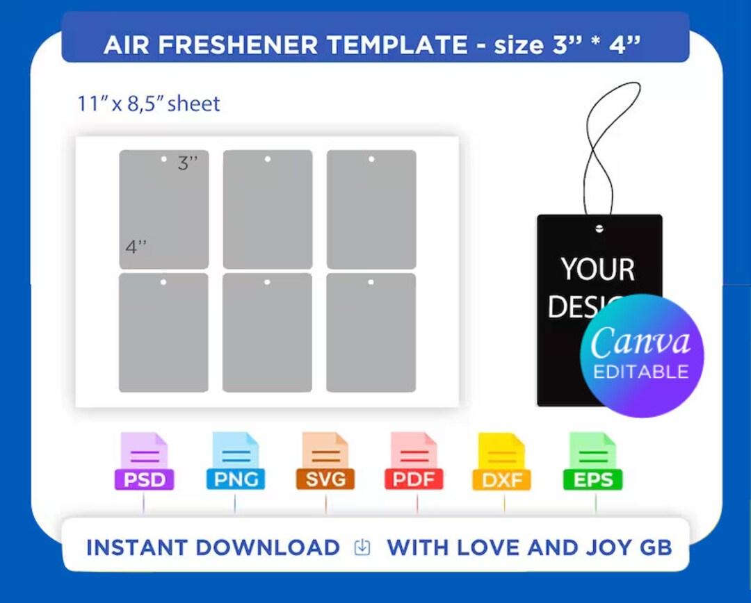 Car Air Freshener Template, Png, Svg, Dxf, Eps, Pdf, Label, Wrapper ...