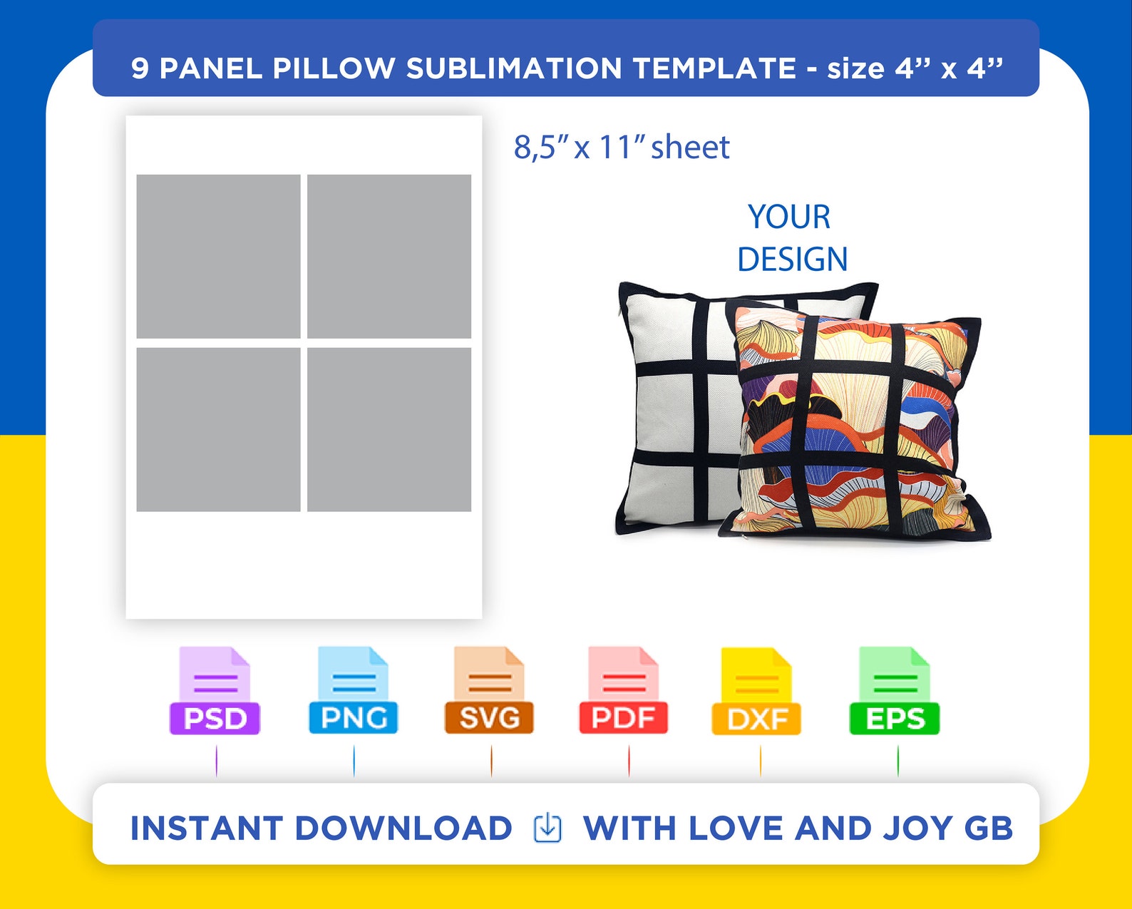 Pillow Template Png Svg Pdf Psd Dxf Eps Diy Gift - Etsy