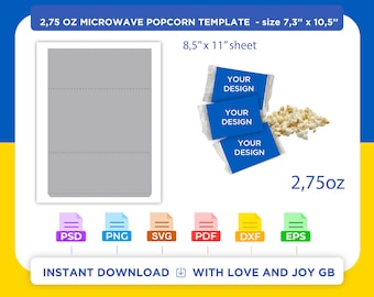 Microwave Popcorn Wrapper Template - Etsy