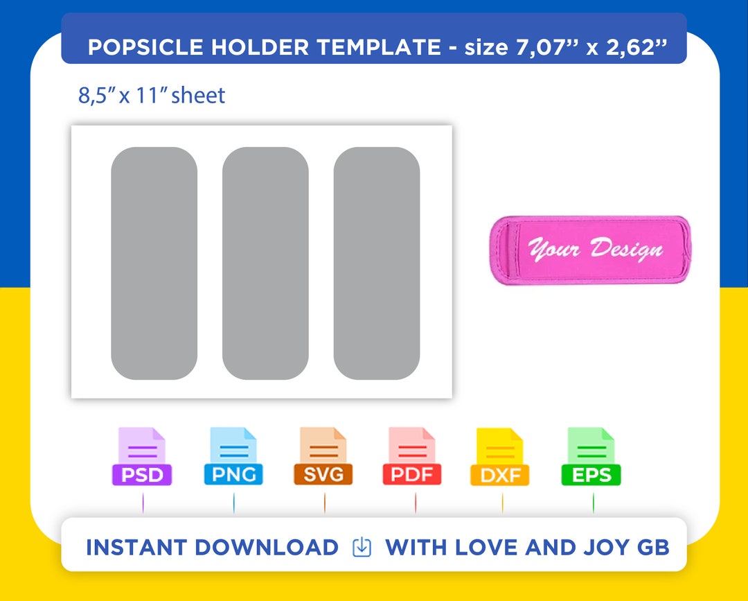 Popsicle Sleeve Template, Png, Svg, Dxf, Eps, Label, Wrap, Canva ...