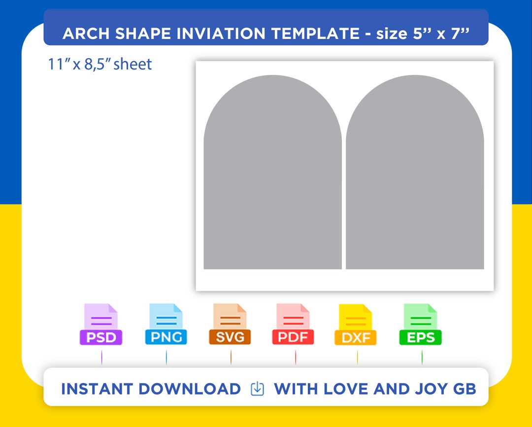 Arch Shape Invitation Card Template, Svg, Png, Dxf, Eps, Label, Wrapper ...