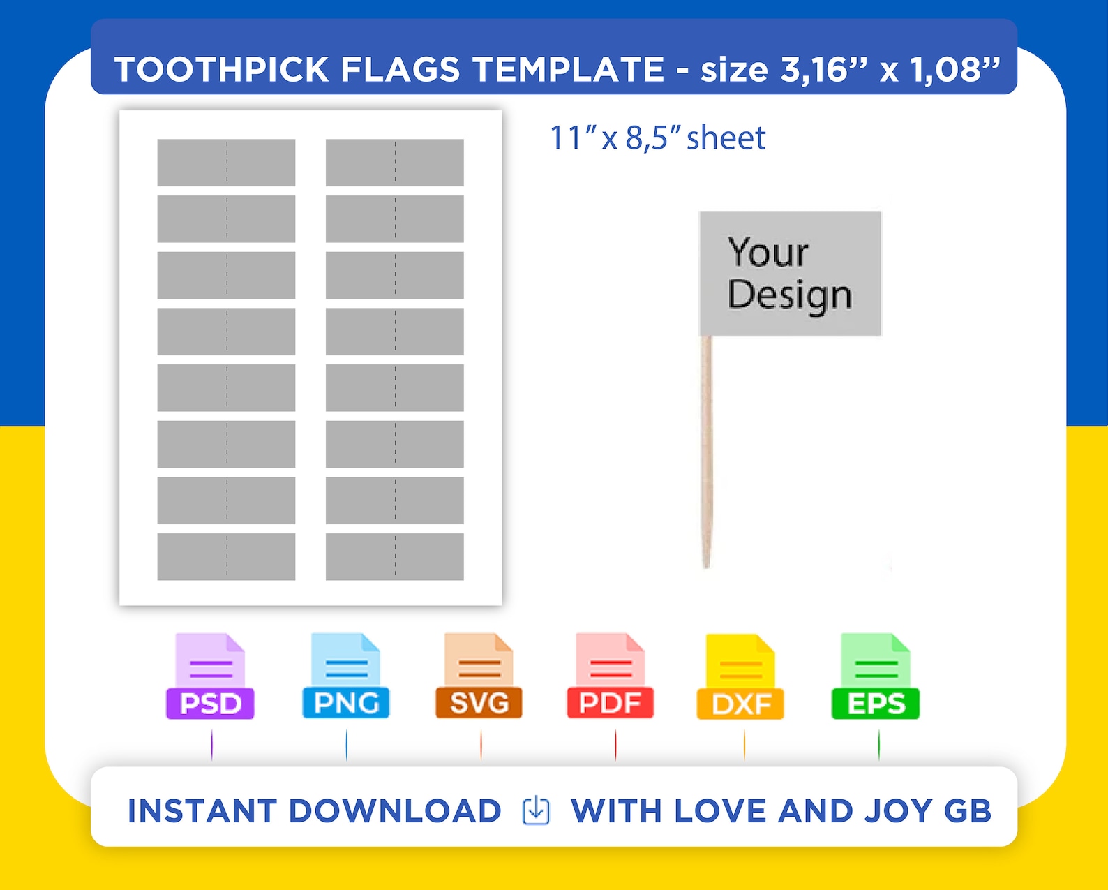 Toothpick Flag Template Png Svg Dxf Eps Label Wrapper - Etsy