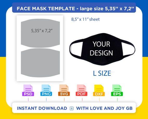 Face Mask Label Template L Size Png Svg Dxf Eps Pdf - Etsy