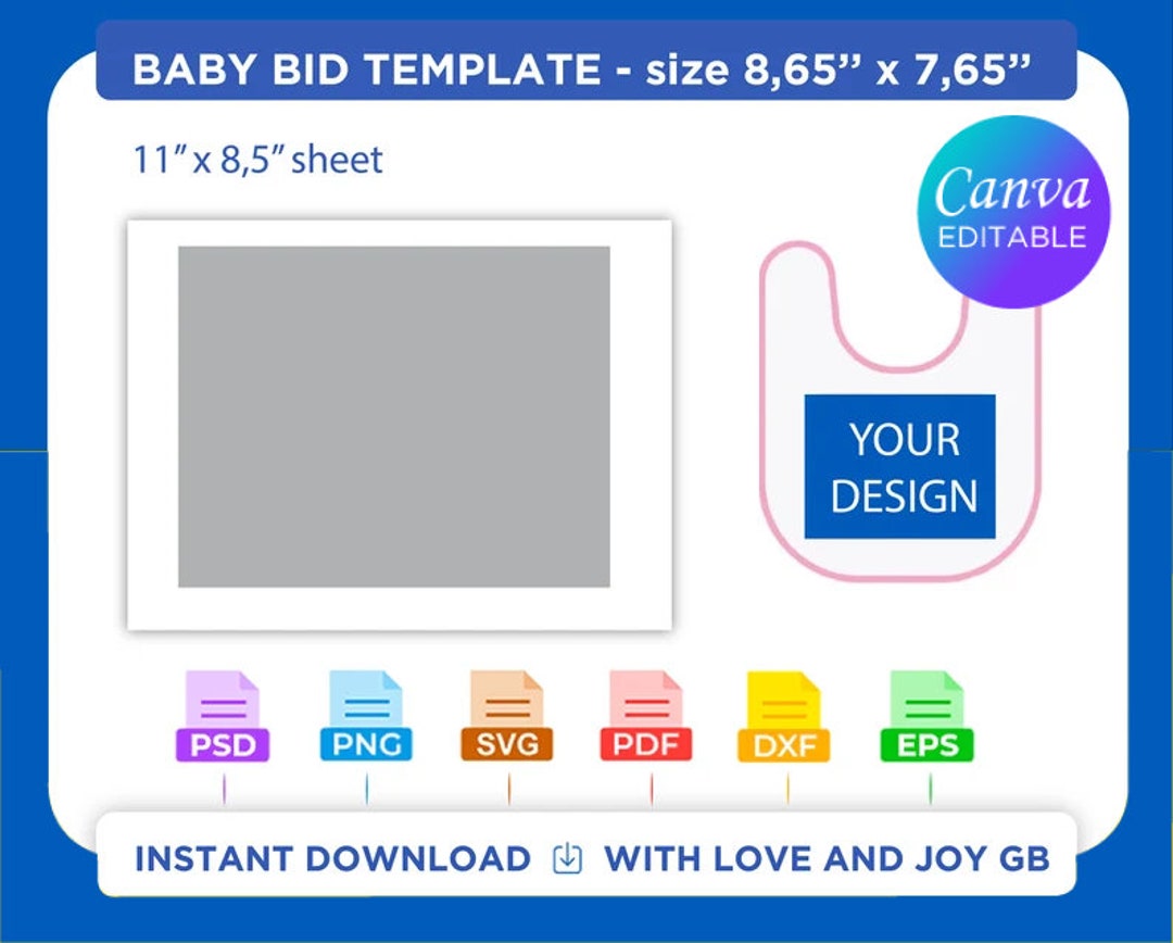 Baby Boy Girl Bib Template, Png, Svg, Dxf, Eps, Label, Wrapper, Canva ...