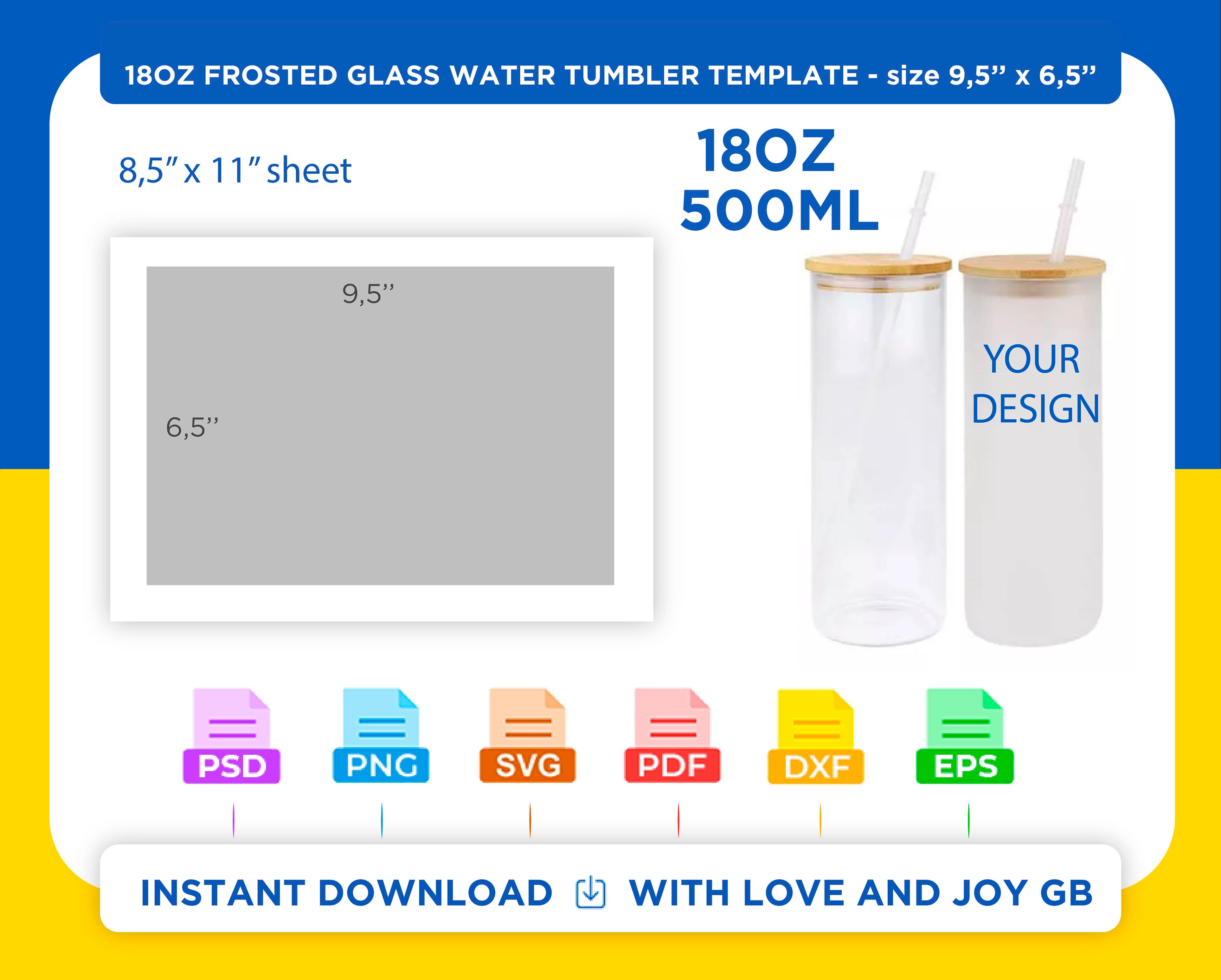 Frosted Glass Tumbler Template Svg Png Dxf Eps Canva - Etsy