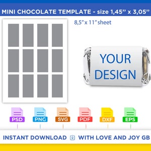 Mini Candy Chocolate Template Png Svg Dxf Eps Label - Etsy