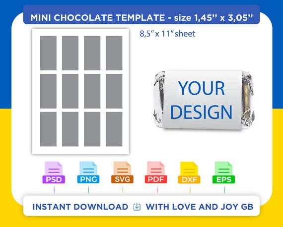 Mini Candy Chocolate Template Png Svg Dxf Eps Pdf Psd - Etsy UK