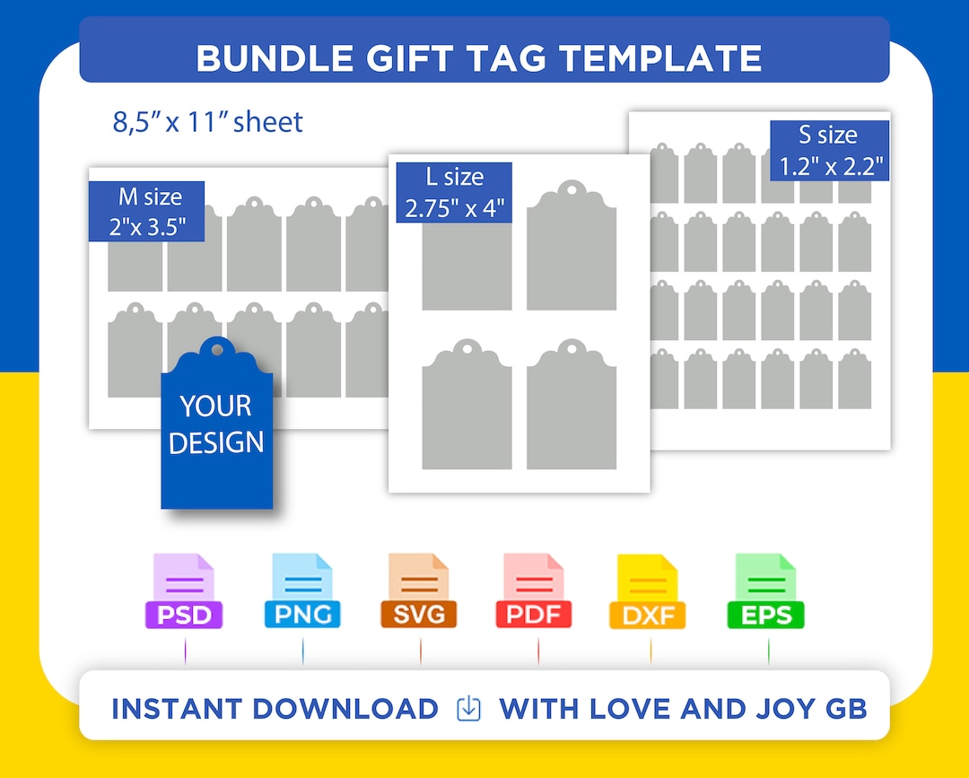 Bundle Gift Tag Template, Svg, Png, Dxf, Eps, Label, Wrap, Canva ...