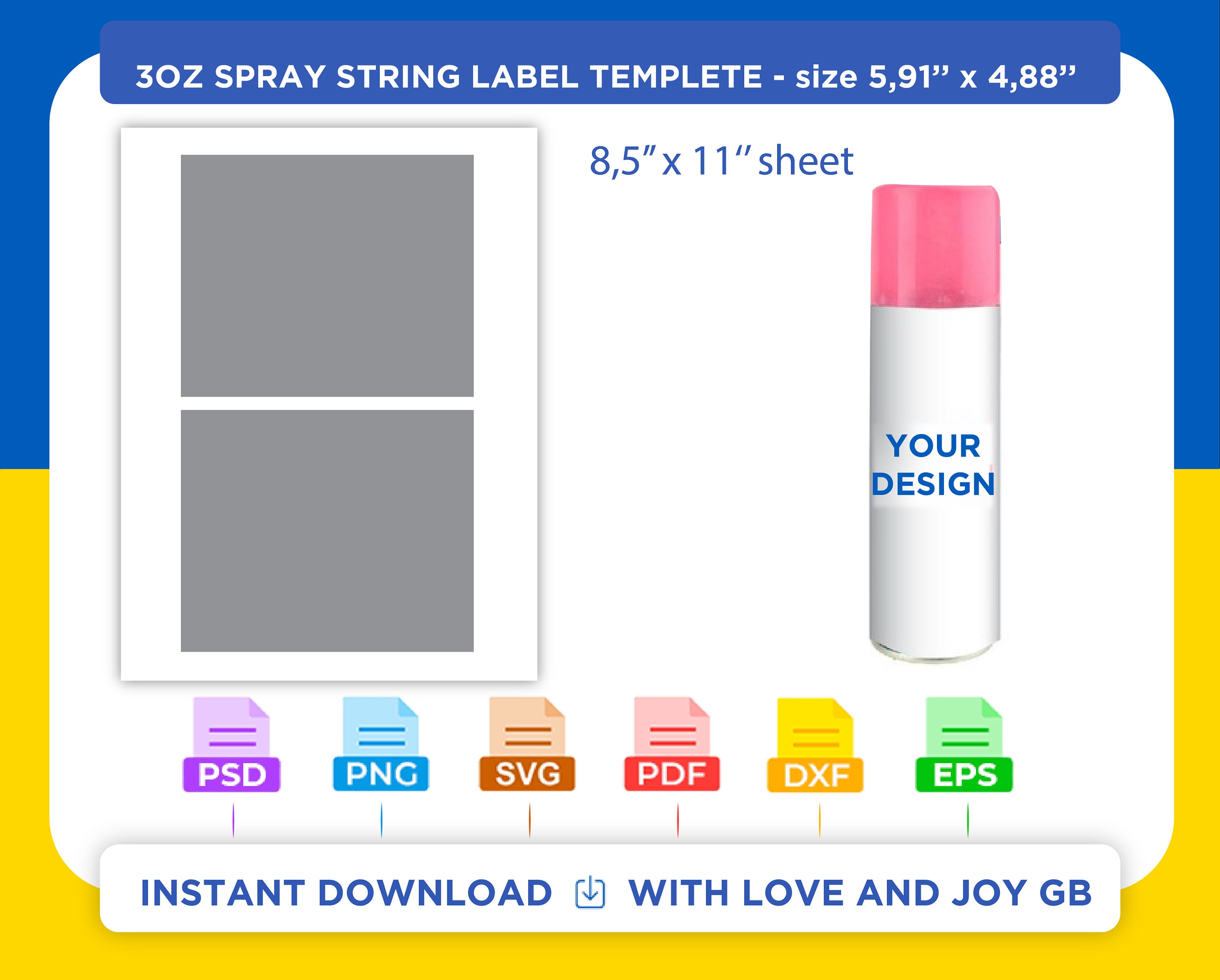 String Spray Can Template, Png, Svg, Dxf, Eps, Label, Wrap, Canva ...