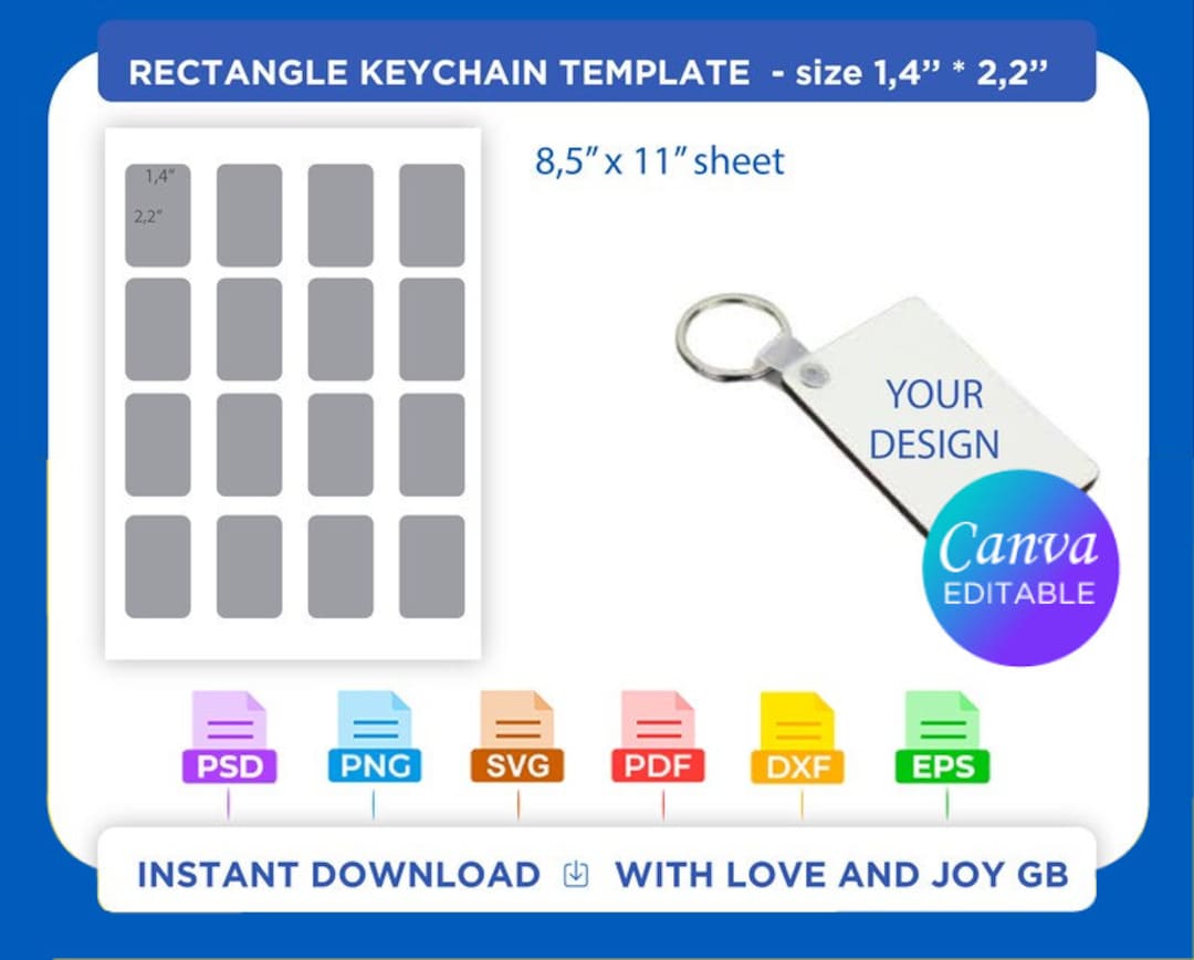 Rectangle Keychain Template, Svg, Png, Dxf, Eps, Label, Wrapper, Canva ...
