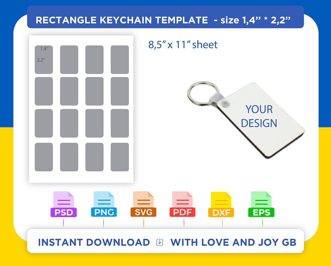 Rectangle Keychain Template Svg Png Dxf Eps Label - Etsy Australia