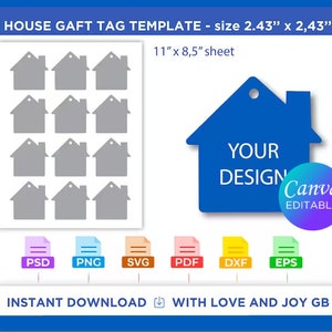 House Keychain Tag Template, Svg, Png, Dxf, Eps, Label, Wrapper, Canva ...