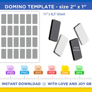 Game Domino Tile Template, Svg, Png, Dxf, Eps, Label, Wrapper, Canva ...