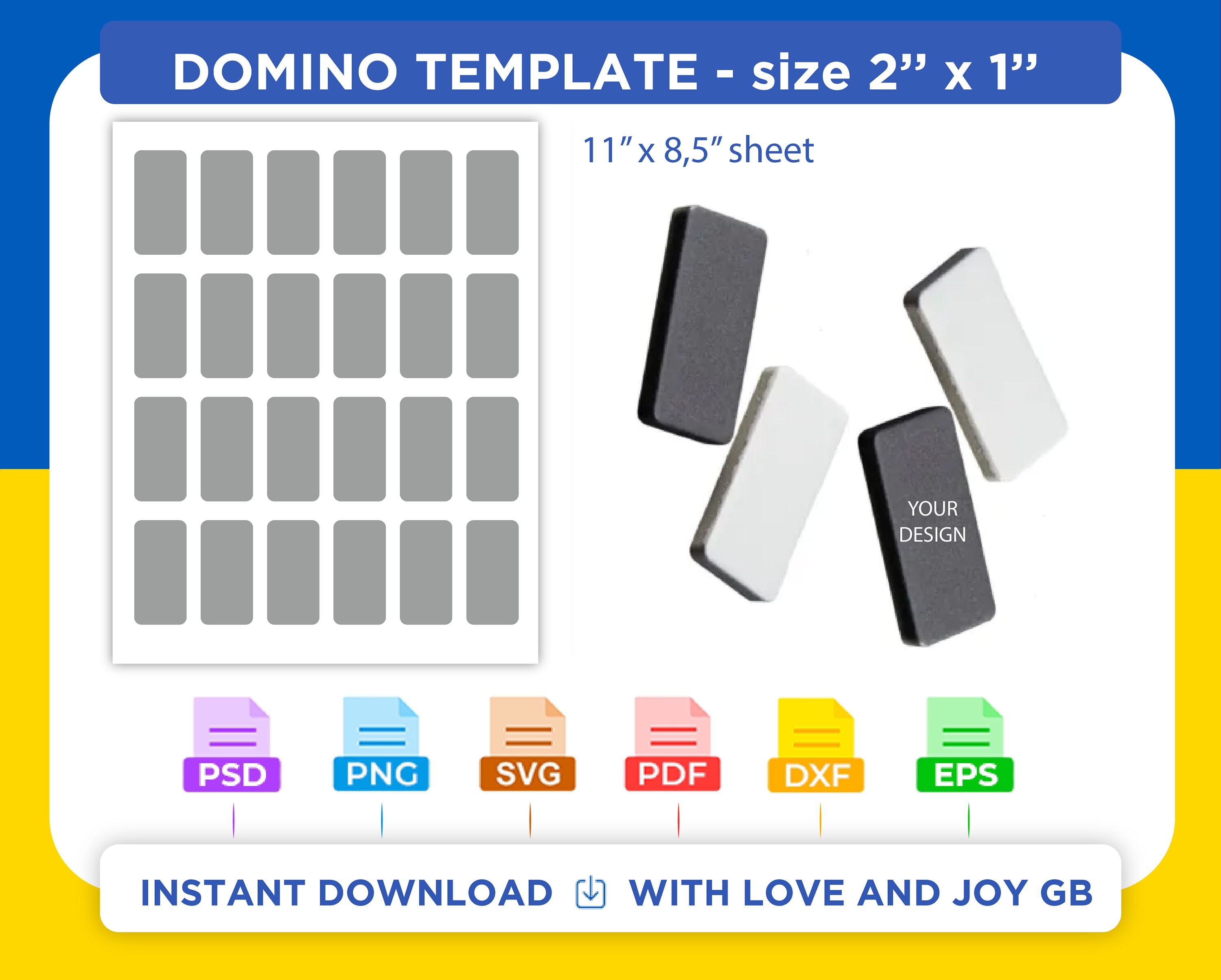 Game Domino Tile Template Svg Png Dxf Eps Label Wrapper - Etsy UK