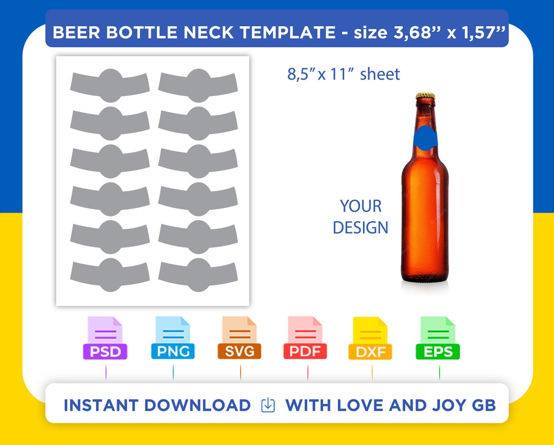 Beer Bottle Neck Template, Png, Svg, Dxf, Eps, Label, Wrapper, Canva ...