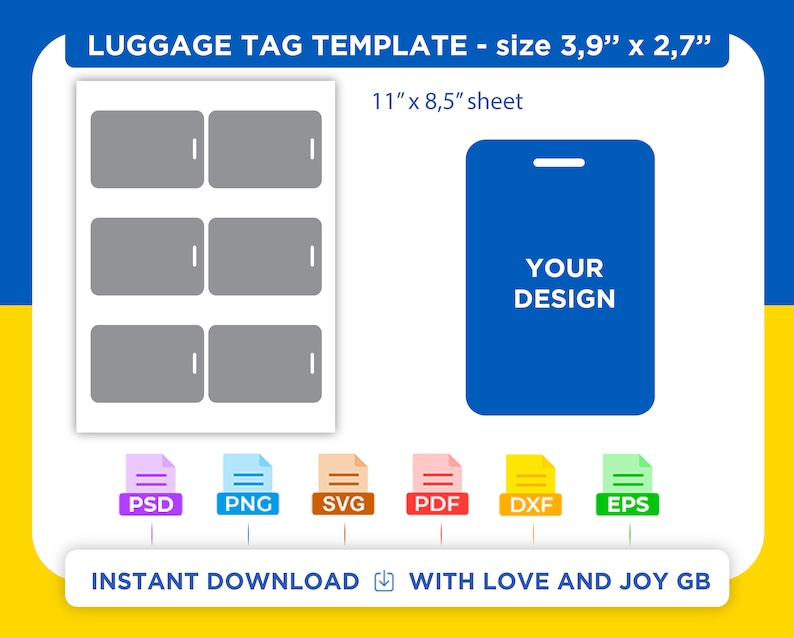 Luggage Tag Template Svg Png Dxf Eps Label Wrap Canva - Etsy