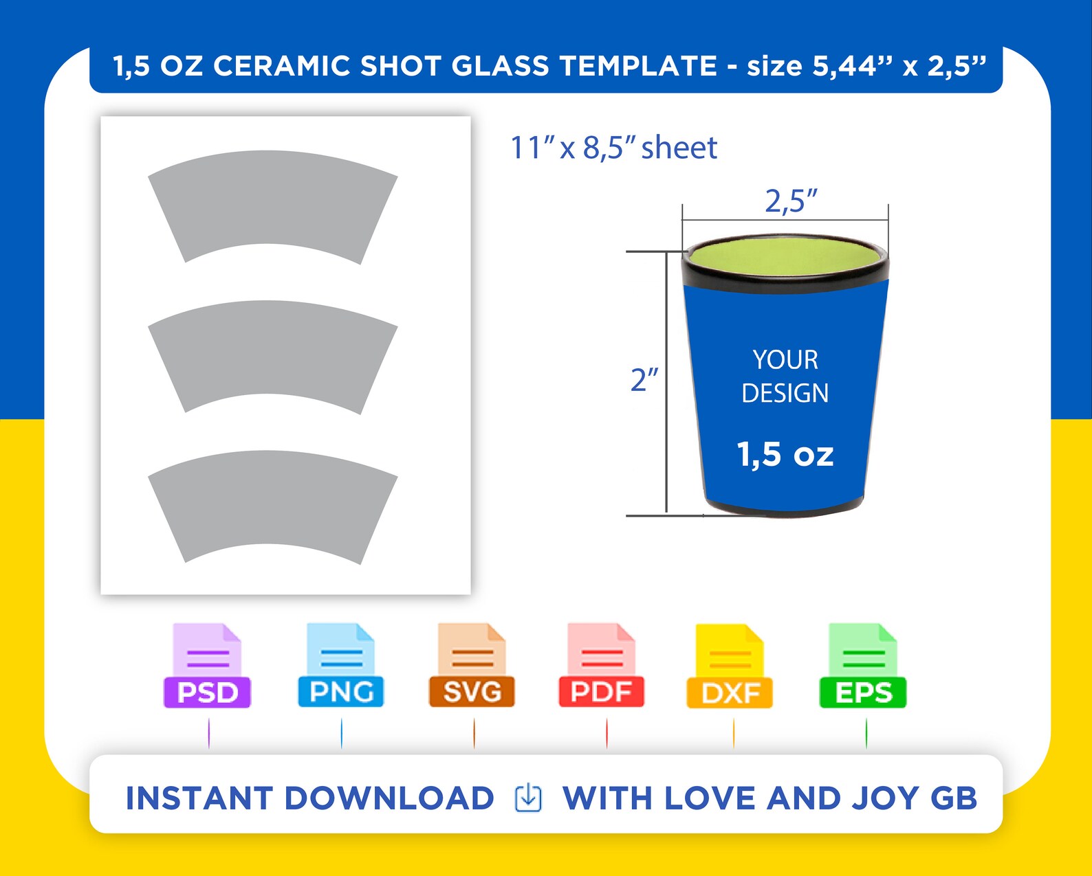 Ceramic Shot Glass Template Svg Png Dxf Eps Label - Etsy