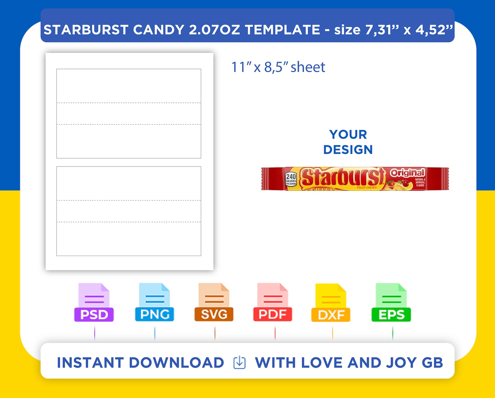 Starburst Candy Template Svg Png Dxf Eps Canva Label - Etsy