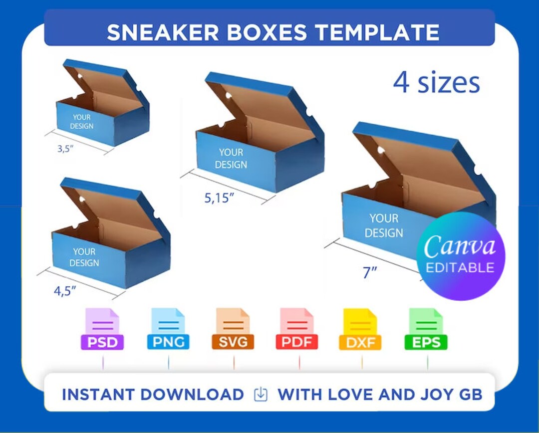 Bundle Shoes Sneakers Box Template, Svg, Png, Dxf, Eps, Label, Wrapper ...