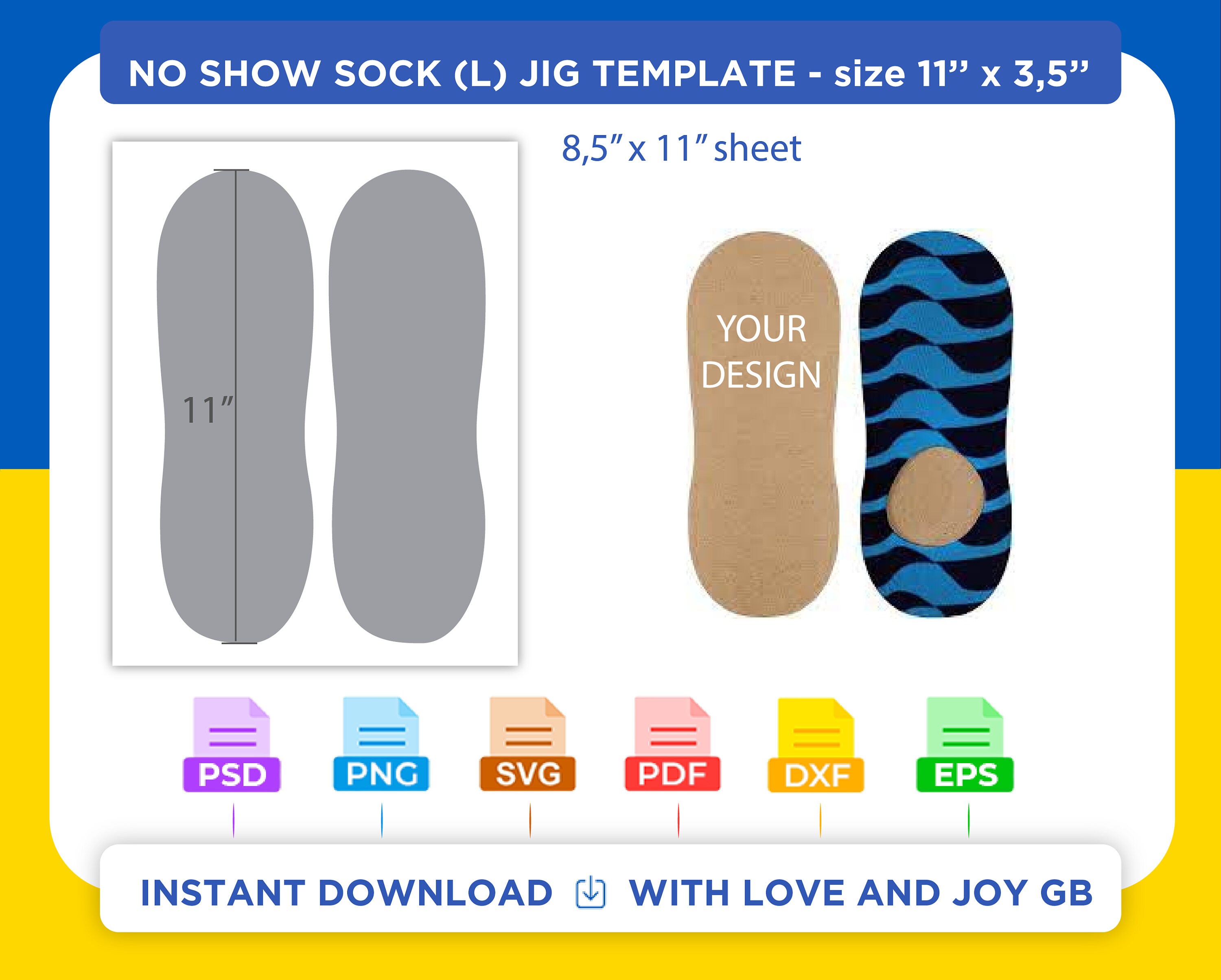 No Show Sock Jig Template Sock Label Template Png Svg Dxf - Etsy UK