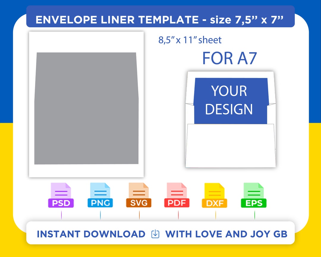 A7 Liner Envelope Template, Png, Svg, Dxf, Eps, Canva, Label, Wrapper ...