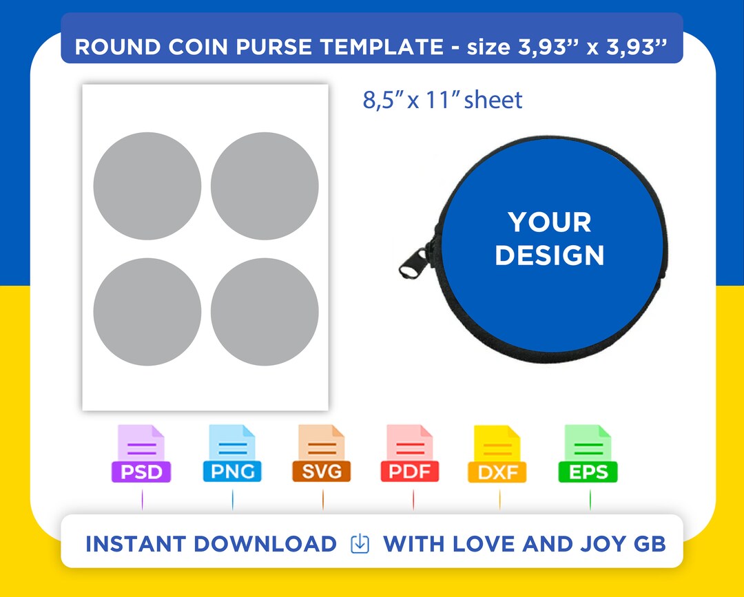 Round Coin Purse Template Svg Png Dxf Eps Label Wrap - Etsy