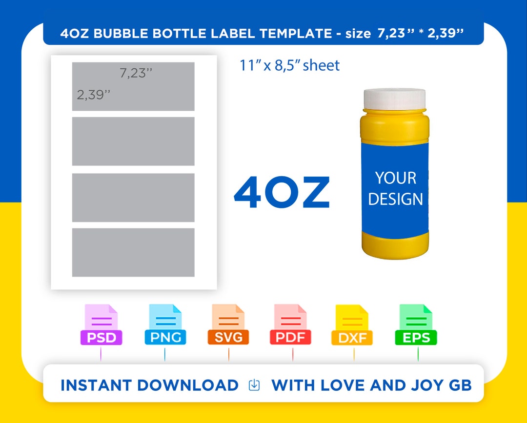 Bubble Bottle Template, Png, Svg, Dxf, Eps, Label, Wrapper, Canva ...