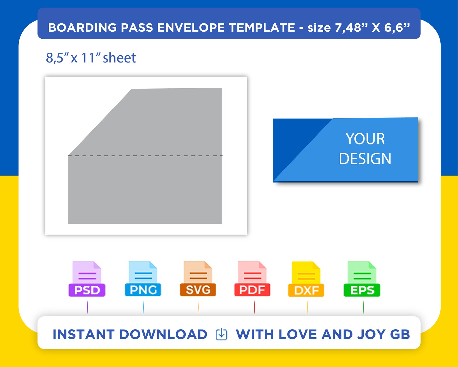 Boarding Pass Envelope Template Png Svg Dxf Eps Canva - Etsy UK