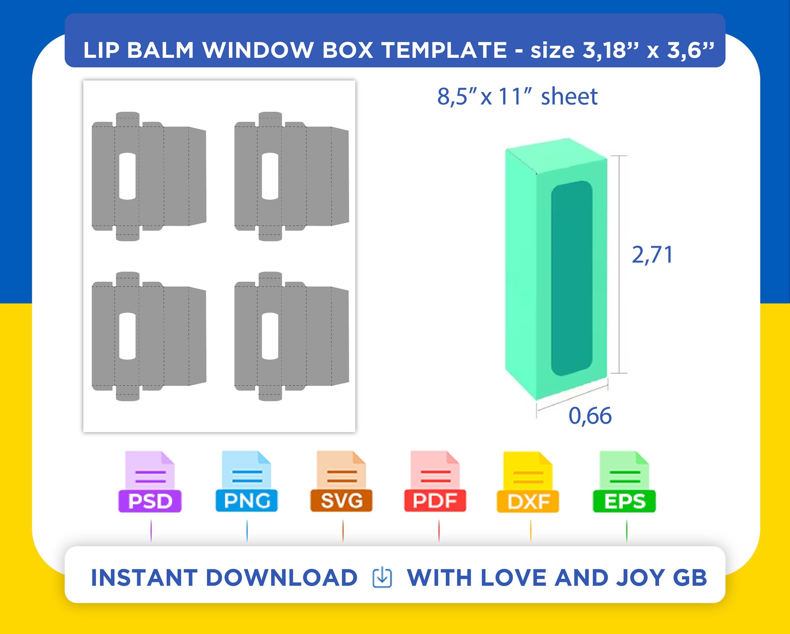 Lip Balm Box With Window Template Svg Png Dxf Eps Label - Etsy