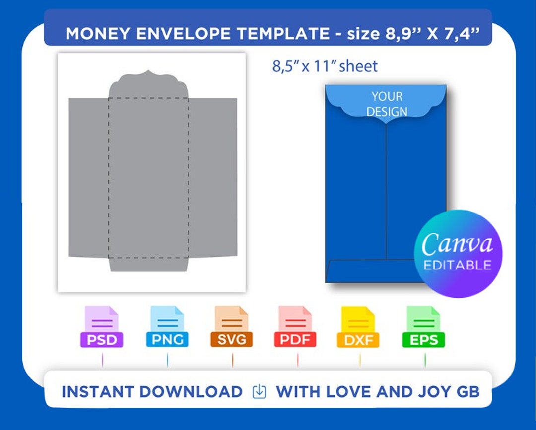 Money Envelope Template, Png, Svg, Dxf, Eps, Canva, Label, Wrapper, Cut ...