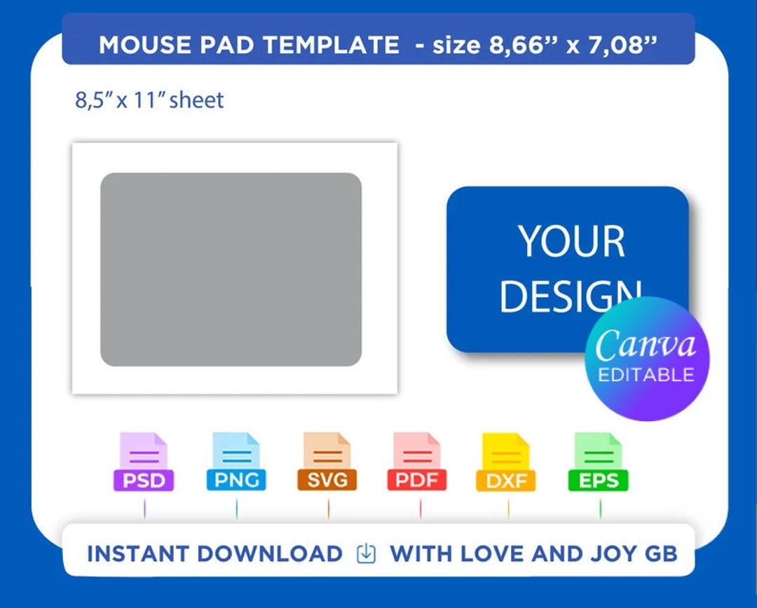Rectangle Mouse Pad Template, Svg, Png, Dxf, Eps, Canva, Label, Wrapper ...