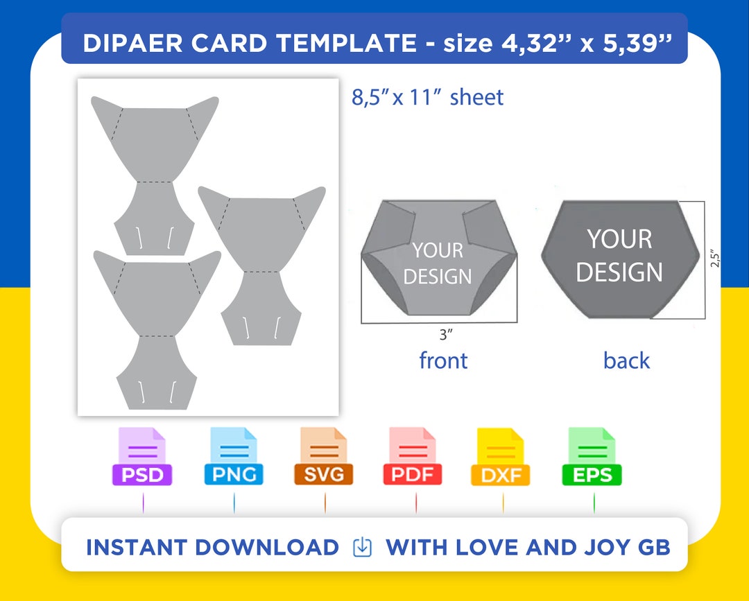 Baby Boy Girl Diaper Template, Svg, Png, Dxf, Eps, Label, Wrapper ...