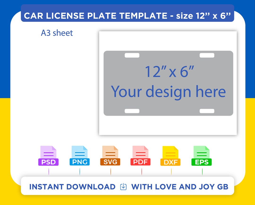 Car Bike Moto License Plate Template, Png, Dxf, Eps, Pdf, Label ...