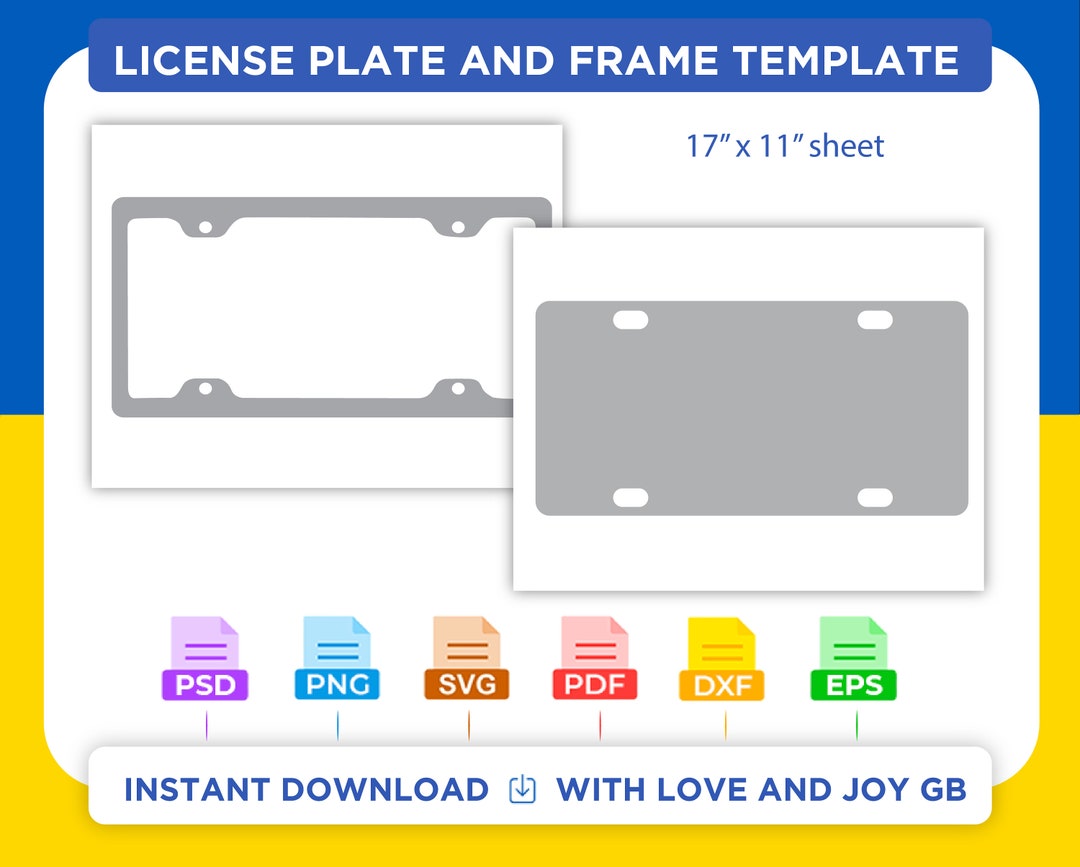 Car License Plate Frame Template, Svg, Png, Dxf, Eps, Label, Wrapper ...