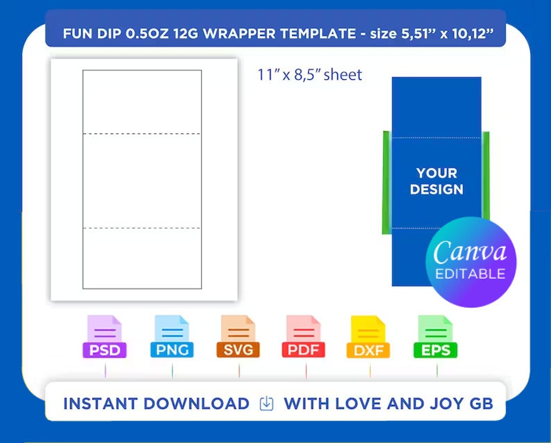 Fun Dip Sticker Template, Svg, Png, Dxf, Eps, Canva, Label, Wrapper ...
