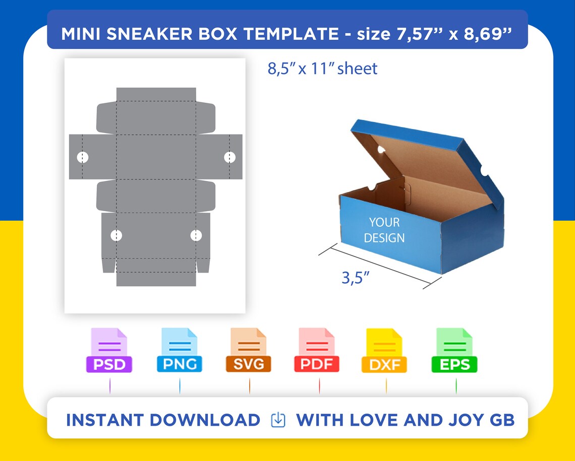 Mini Shoes Sneakers Box Template Png Svg Dxf Eps Label - Etsy