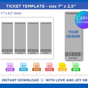 Invitation Ticket Template, Svg, Png, Dxf, Eps, Label, Wrapper, Canva ...
