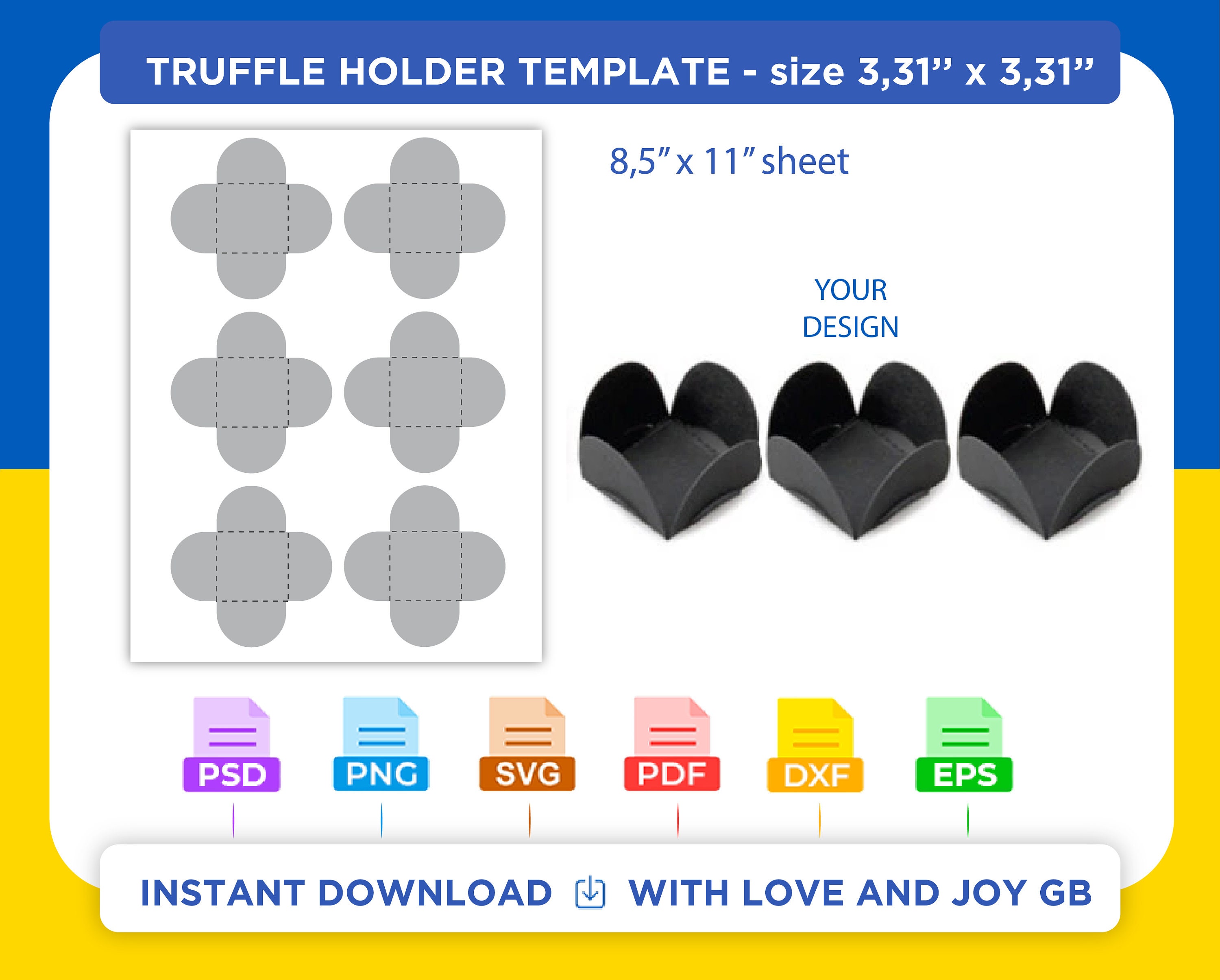 Truffle Holder Template, Png, Svg, Dxf, Eps, Label, Wrapper, Canva ...